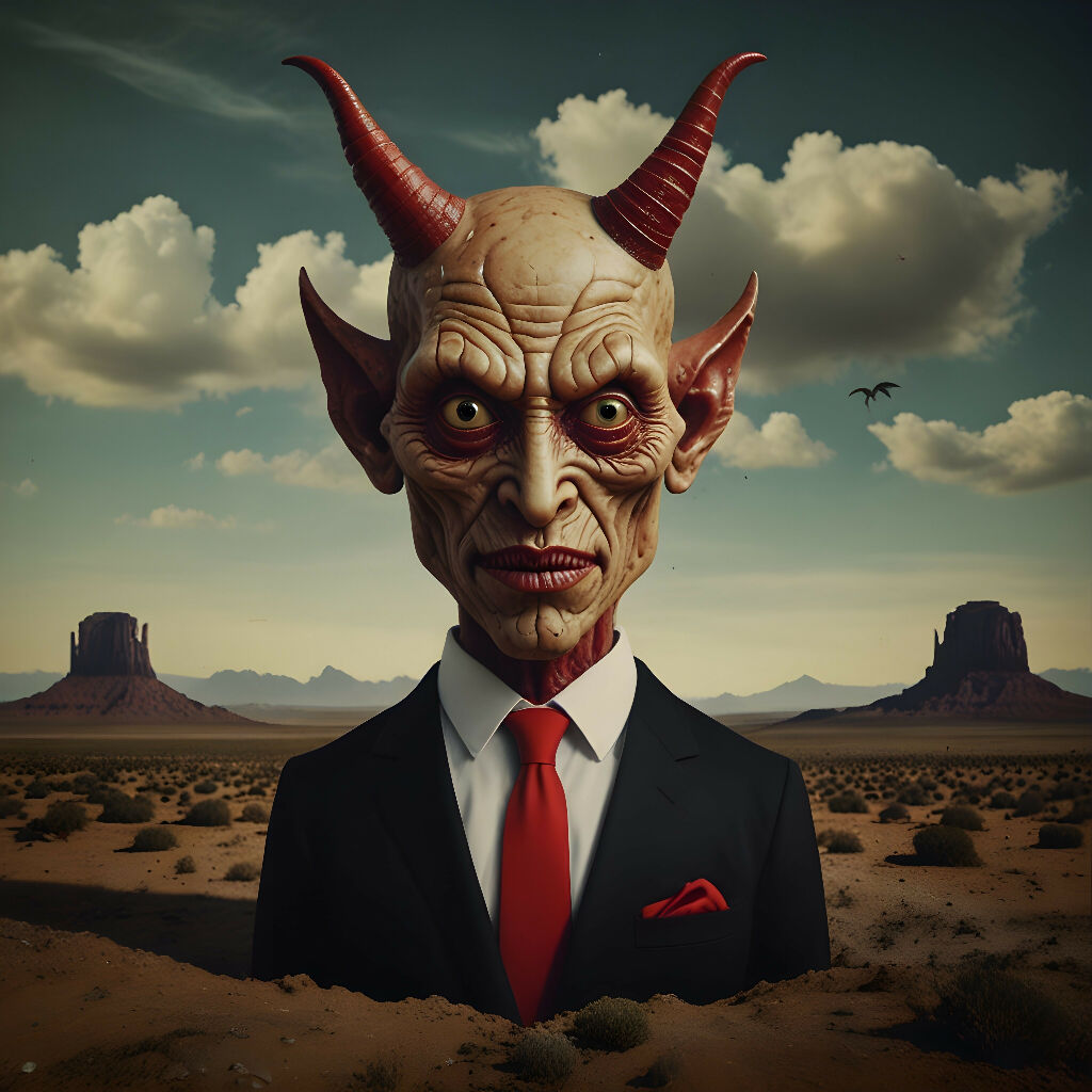 Devil in the Desert - Surreal Dark Fantasy Artwork