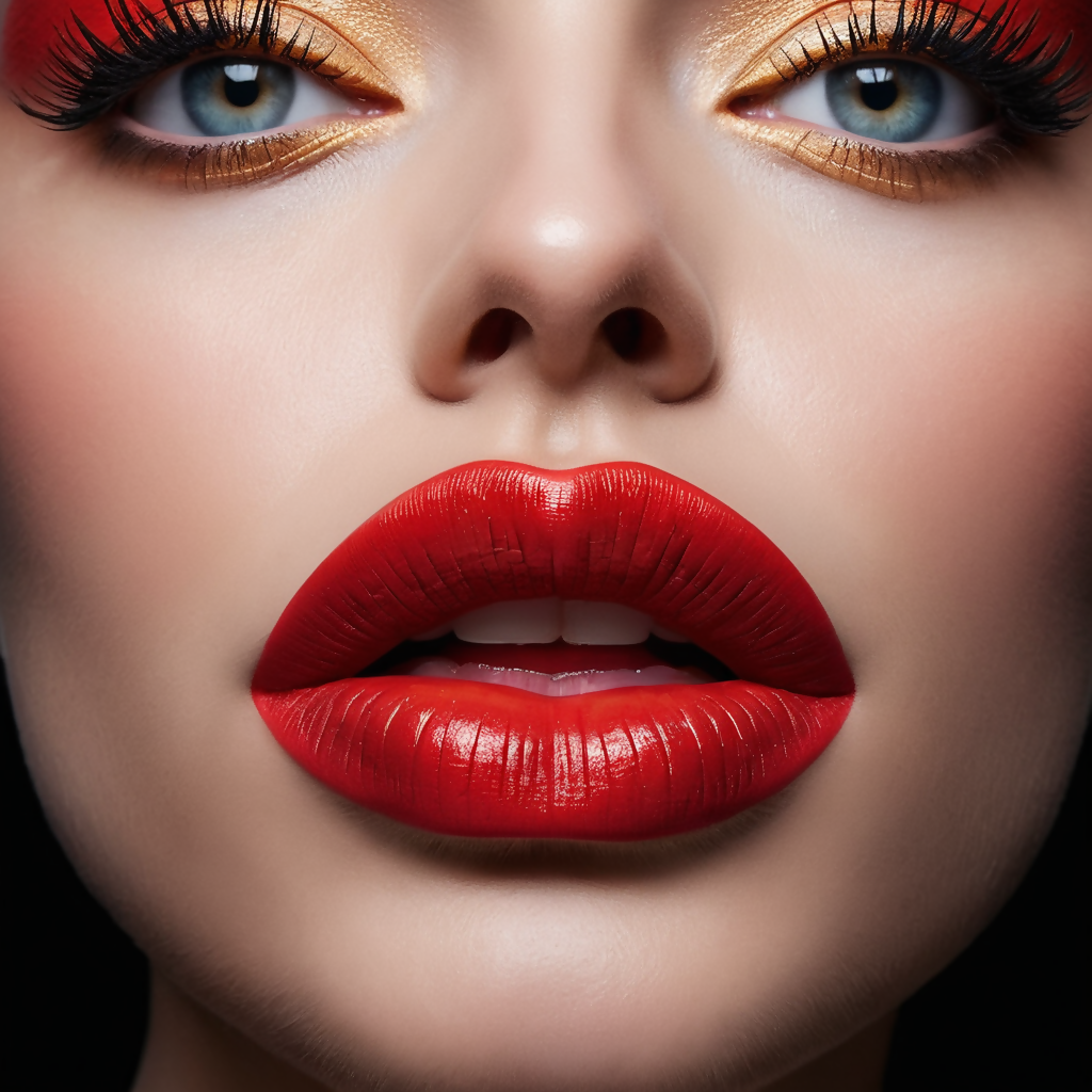Surreal Glossy Lips with Captivating Human Eye