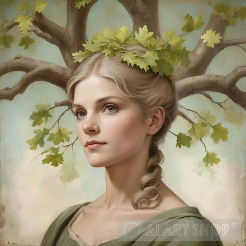 Queen of the Forest: Fresco Painting of an Elegant Lady's Portrait