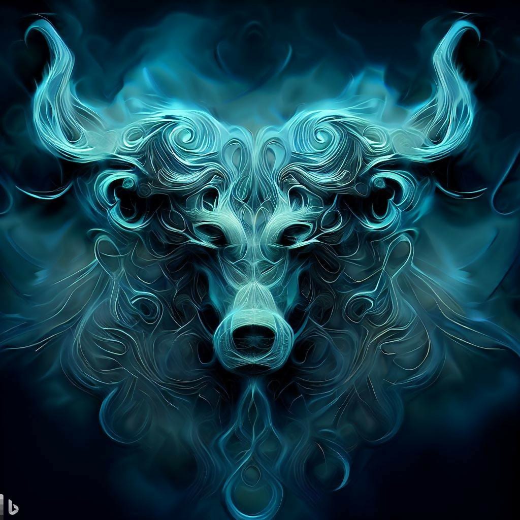 Celestial Bull in Blue