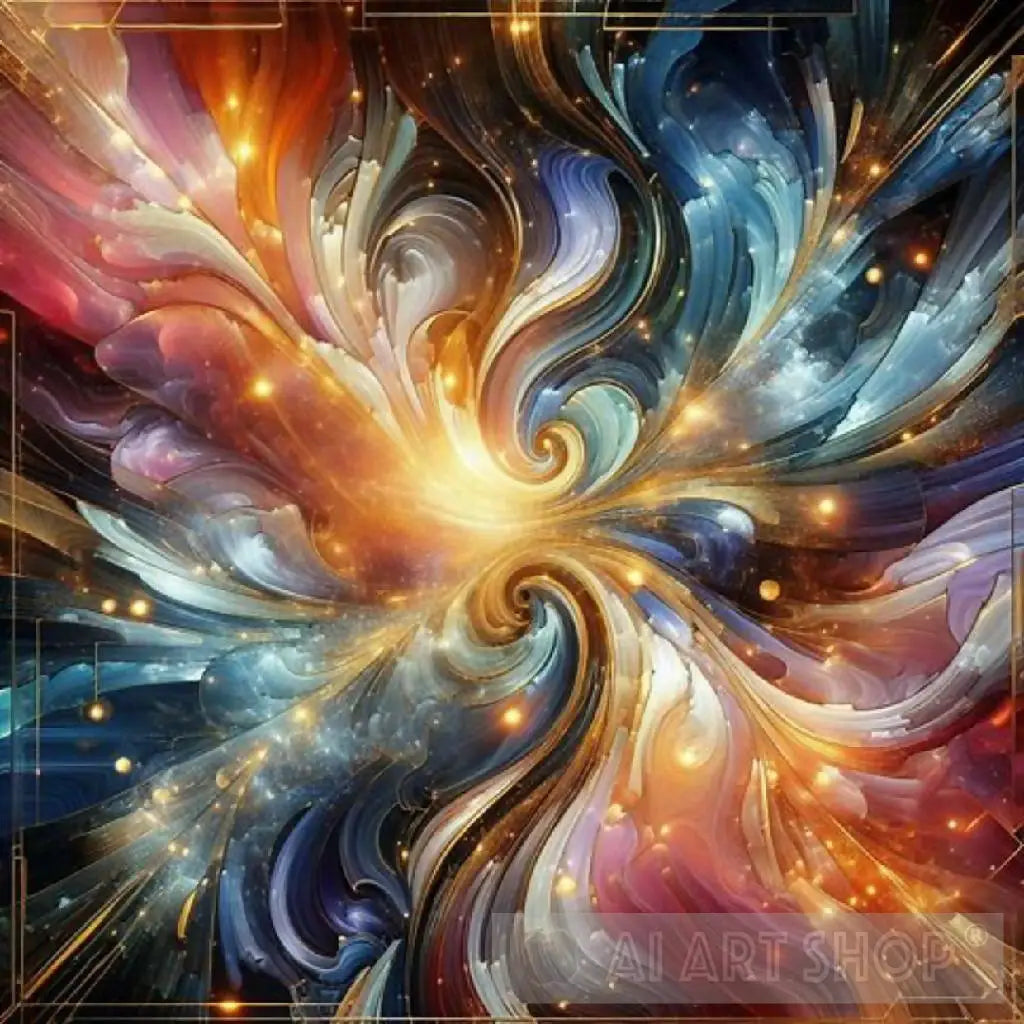 Radiant Mysterious Marble Light: Multicolor marble and gold and dia...