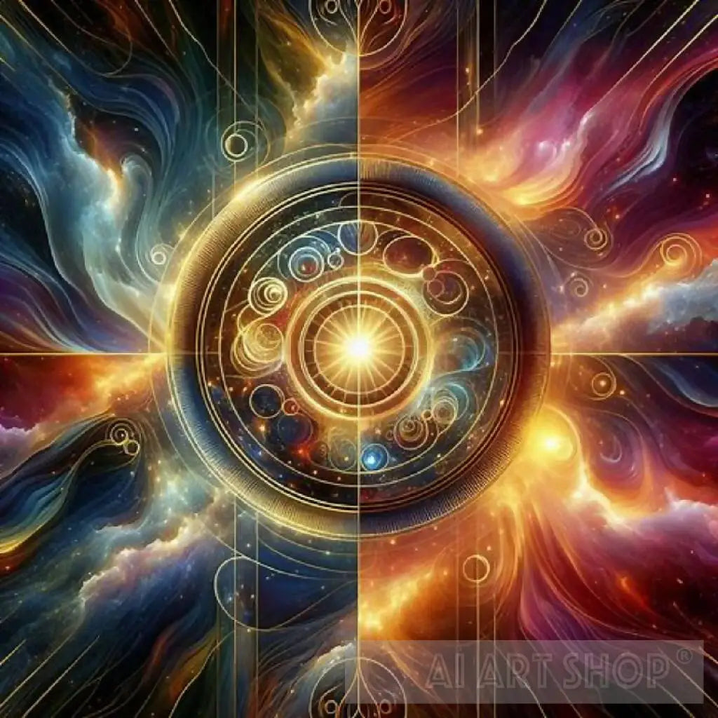 Radiant Mysterious Marble Light: Multicolor marble and gold and dia...