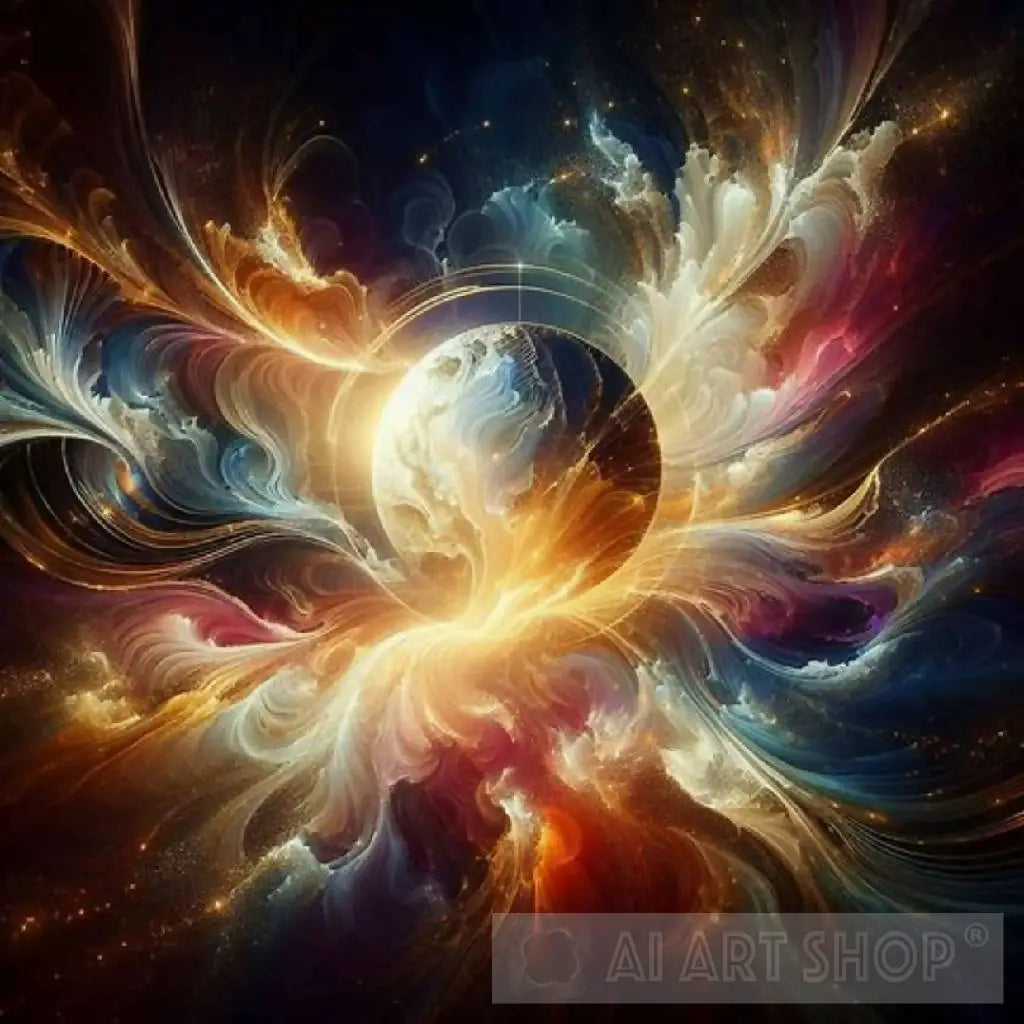 Radiant Mysterious Marble Light: Multicolor marble and gold and dia...