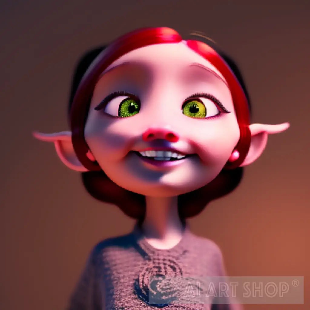 "Radiant Smiles: Contemporary AI Art of a Joyful Cartoon Girl&...