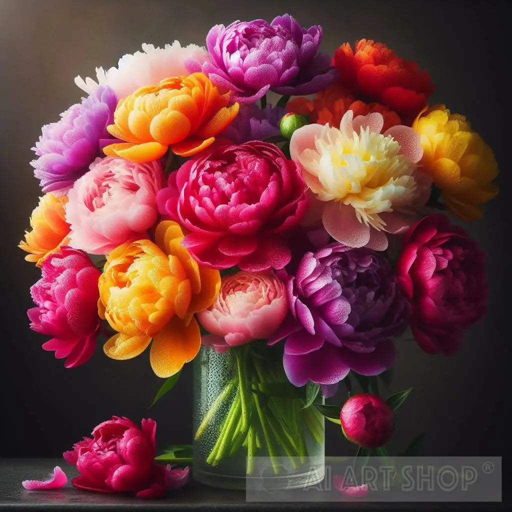 Rainbow Peonies Still Life