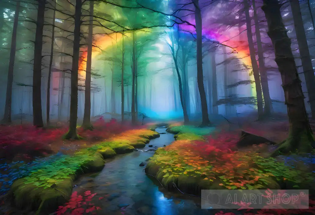 Rainbow Realm: A Colorful Forest Wonderland