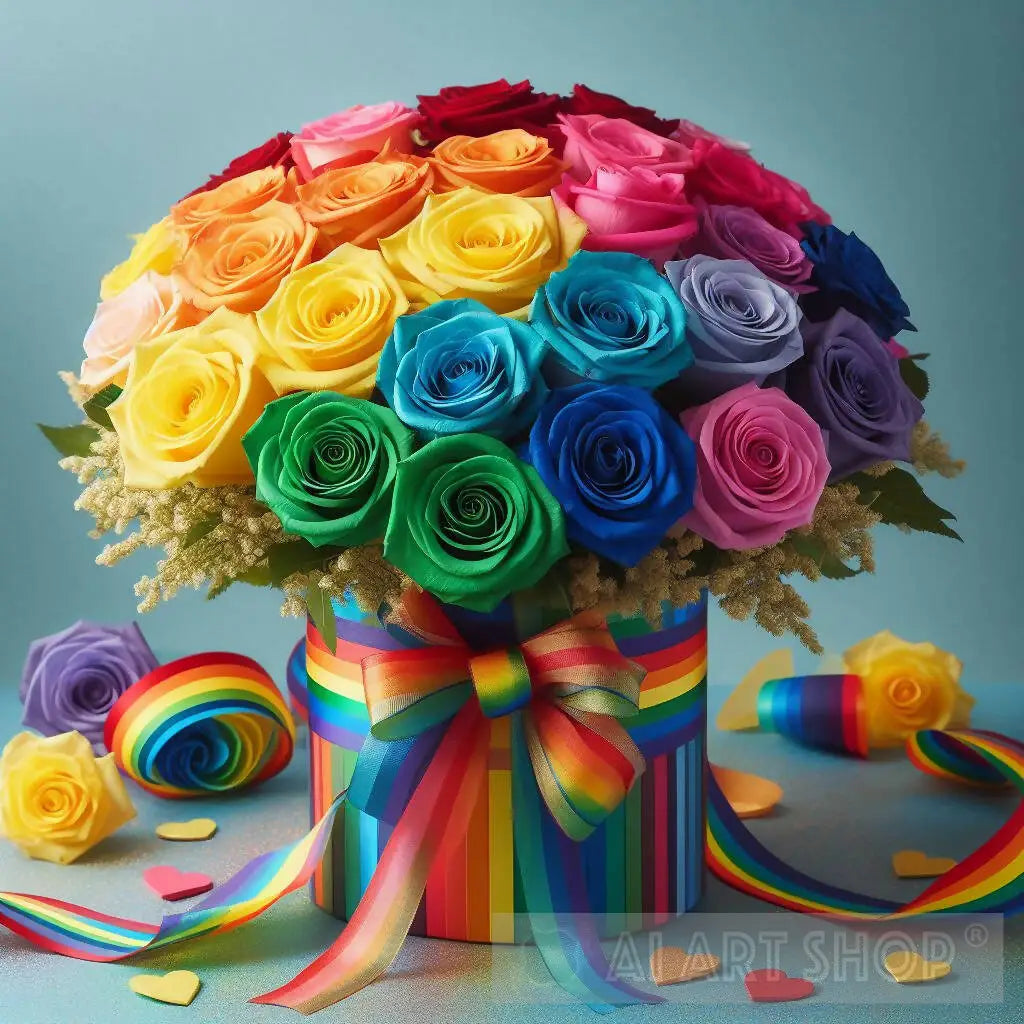 Rainbow Rose Bouquet for Gay Pride