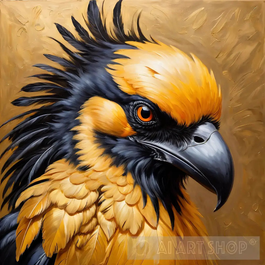 AI Generated painting Rare Bird Black and Gold