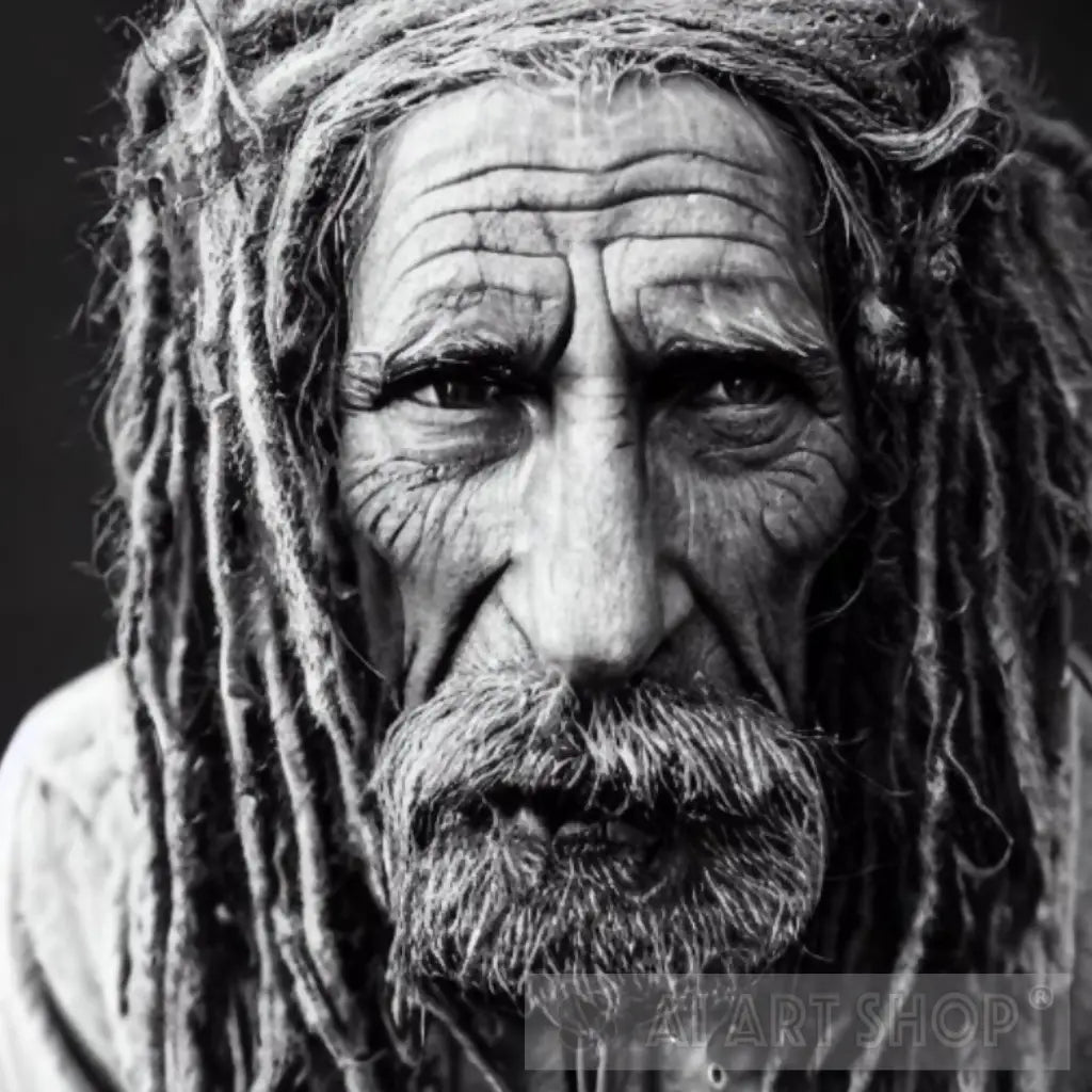 Rasta Man portrait, emotional portrait, human expression, black and...