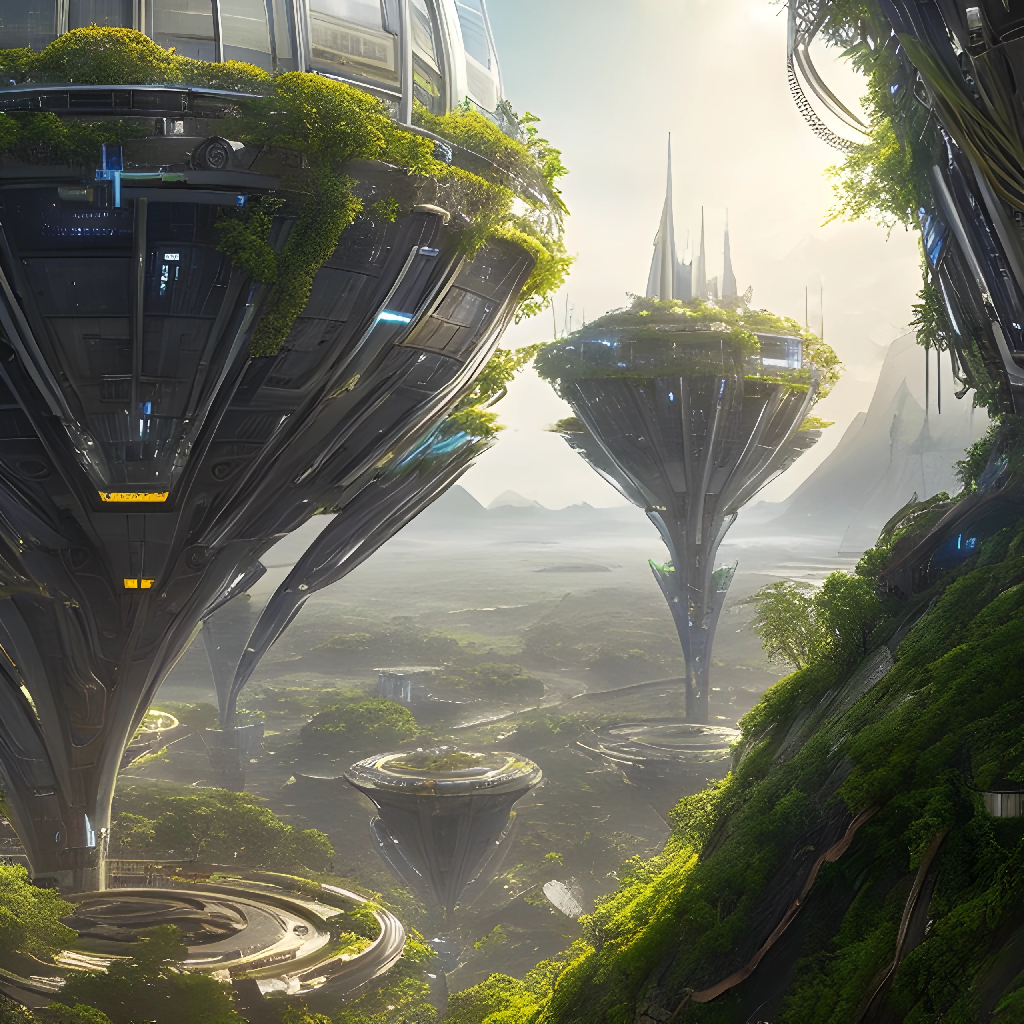 Sci-Fi, Futuristic Solarpunk ECO-City, Detailed, Hanging Gardens, Glas