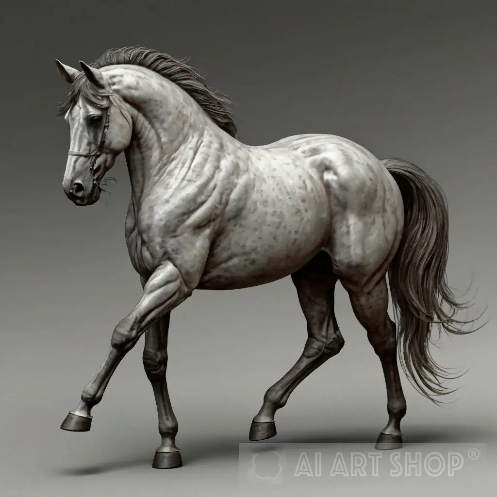 Realistic 3D Model of a Grey Horse