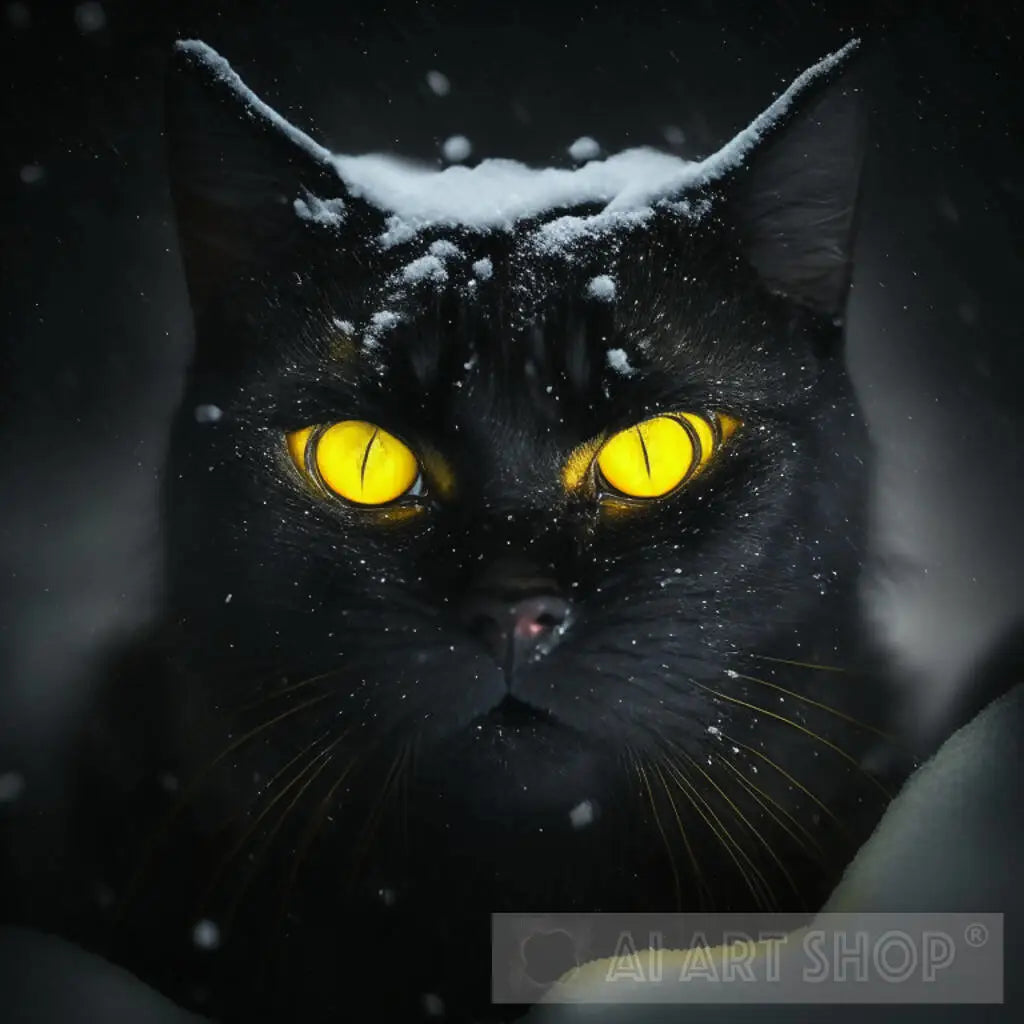 Realistic cat in the snow