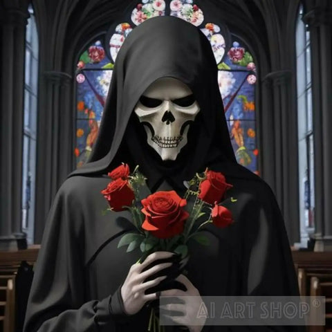 grim reaper with flowers