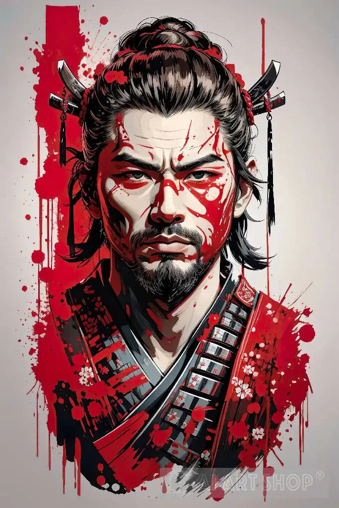 Unleashing the Crimson Samurai: AI Artistry in Red Paint