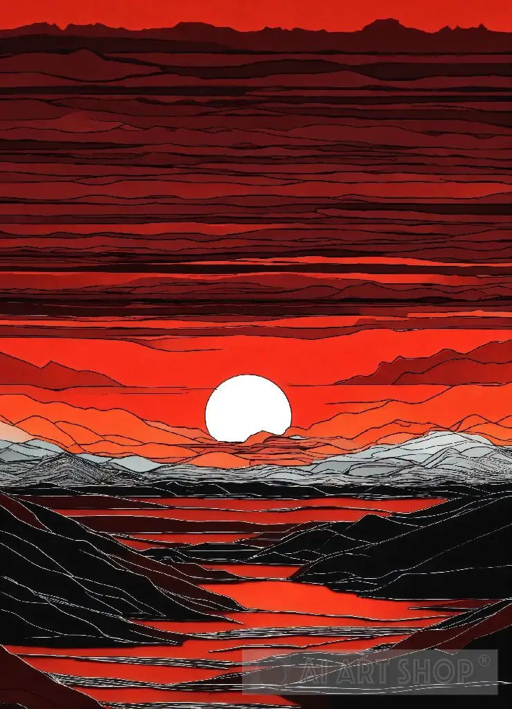 Red sunset consists of paper,