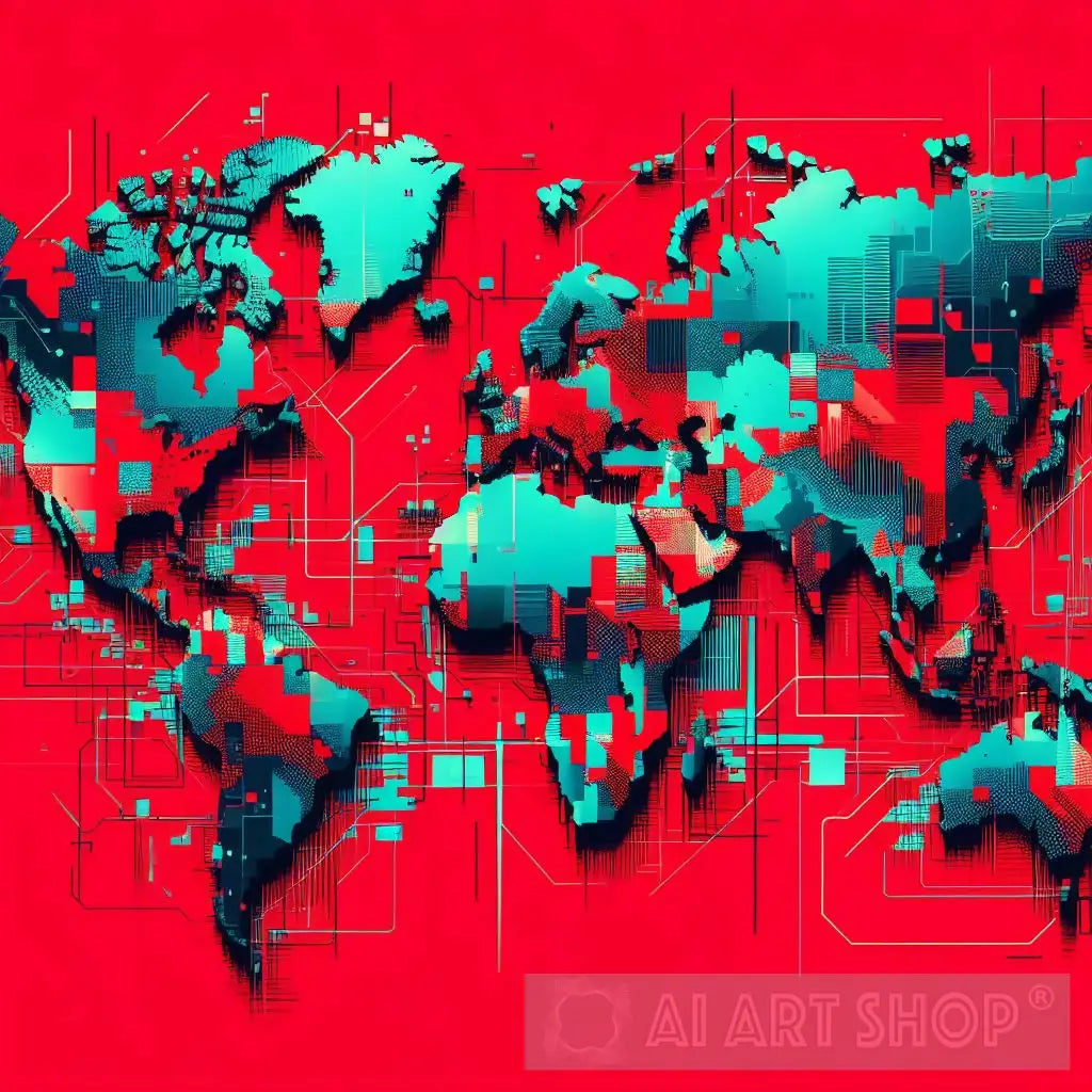 red theme world map