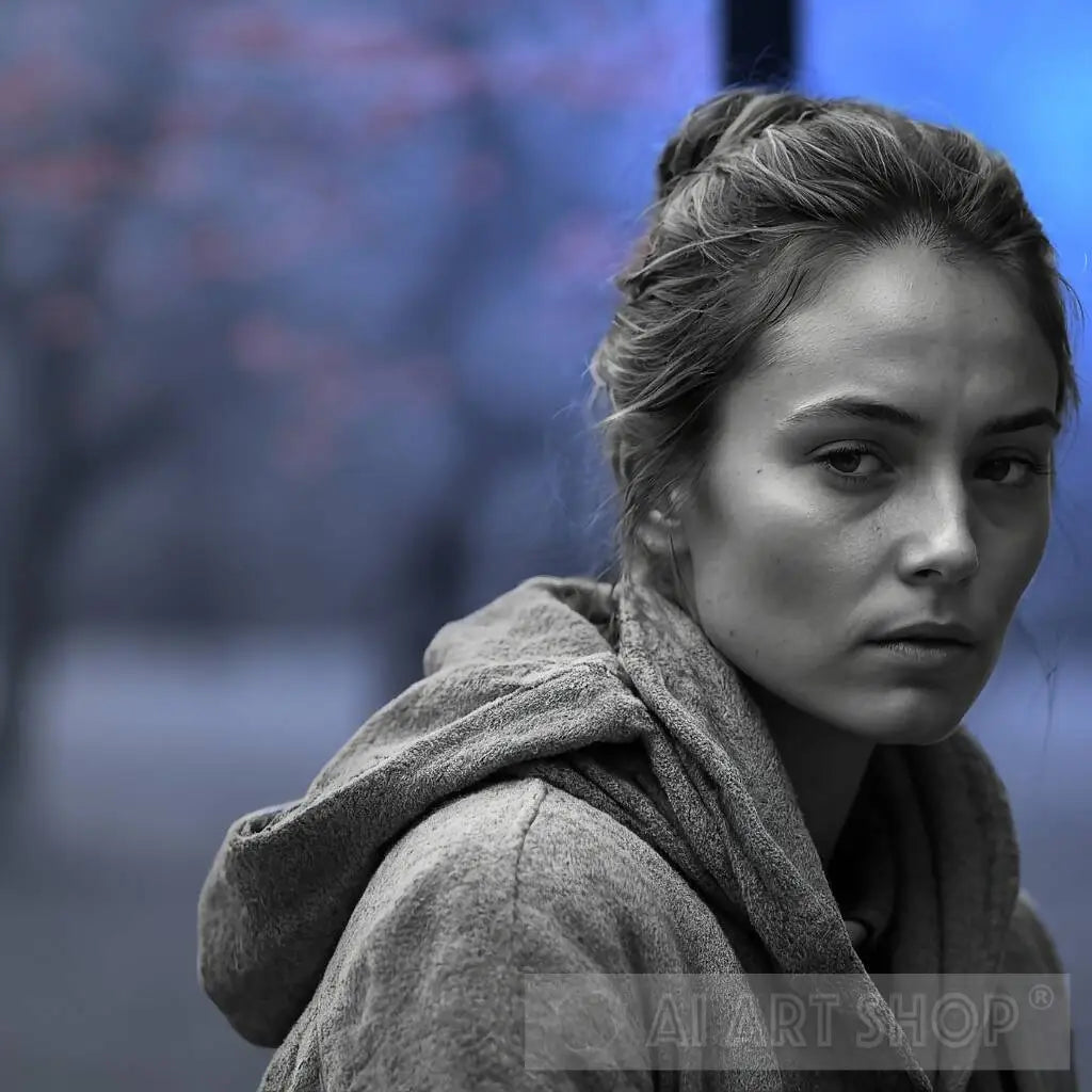 Reflective Gaze - Serene Park Setting AI Portrait Art