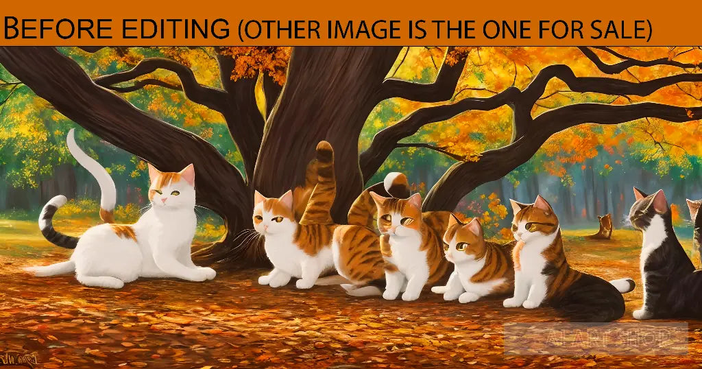 Relaxing Cats Laying Under Cozy Autumn Tree