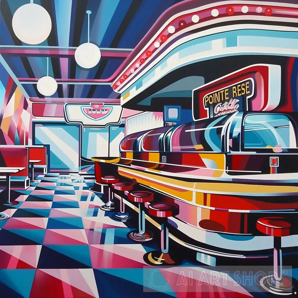 Retro Diner Night - Pop Art Illustration