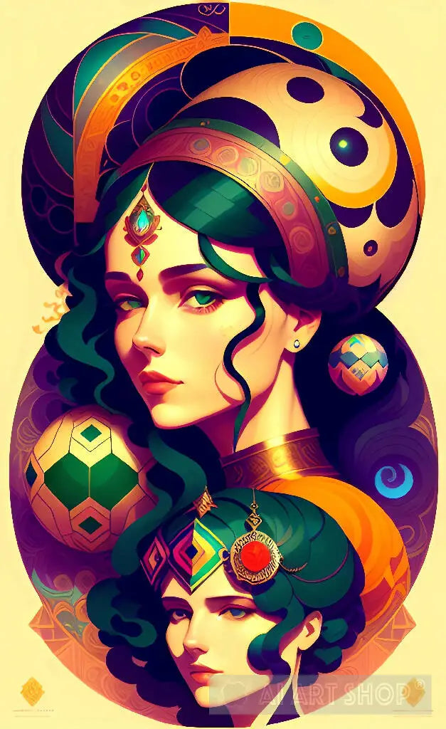 retro, style, poster, art, woman, portrait