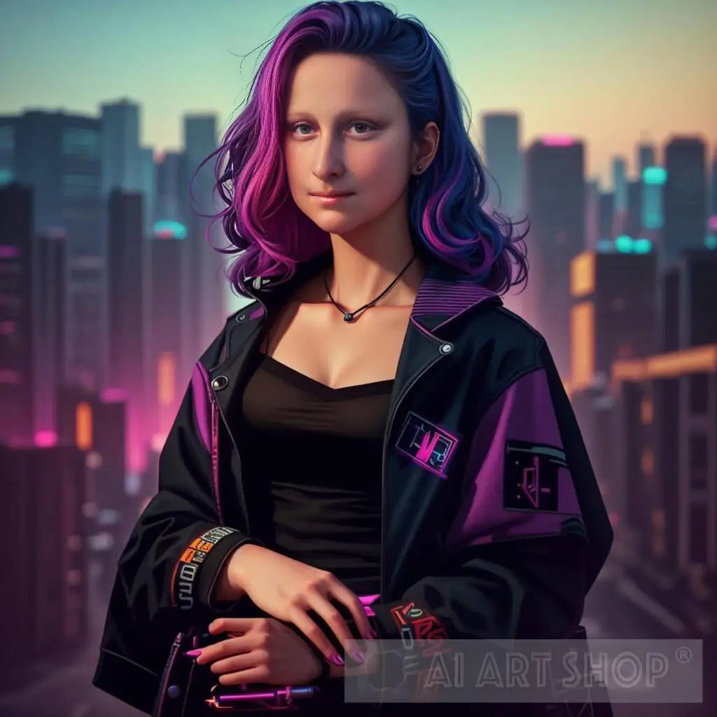 Retro wave Mona Lisa