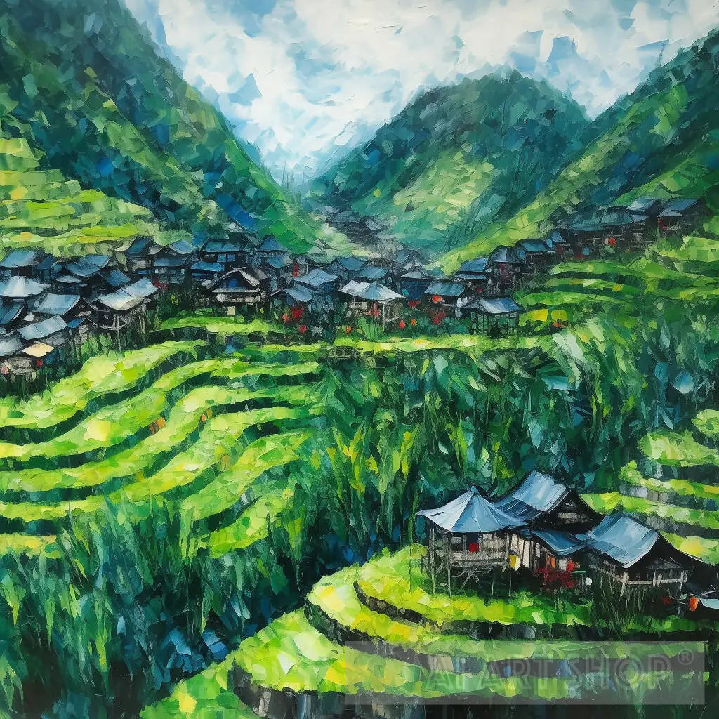 ai art, rice terraces,
