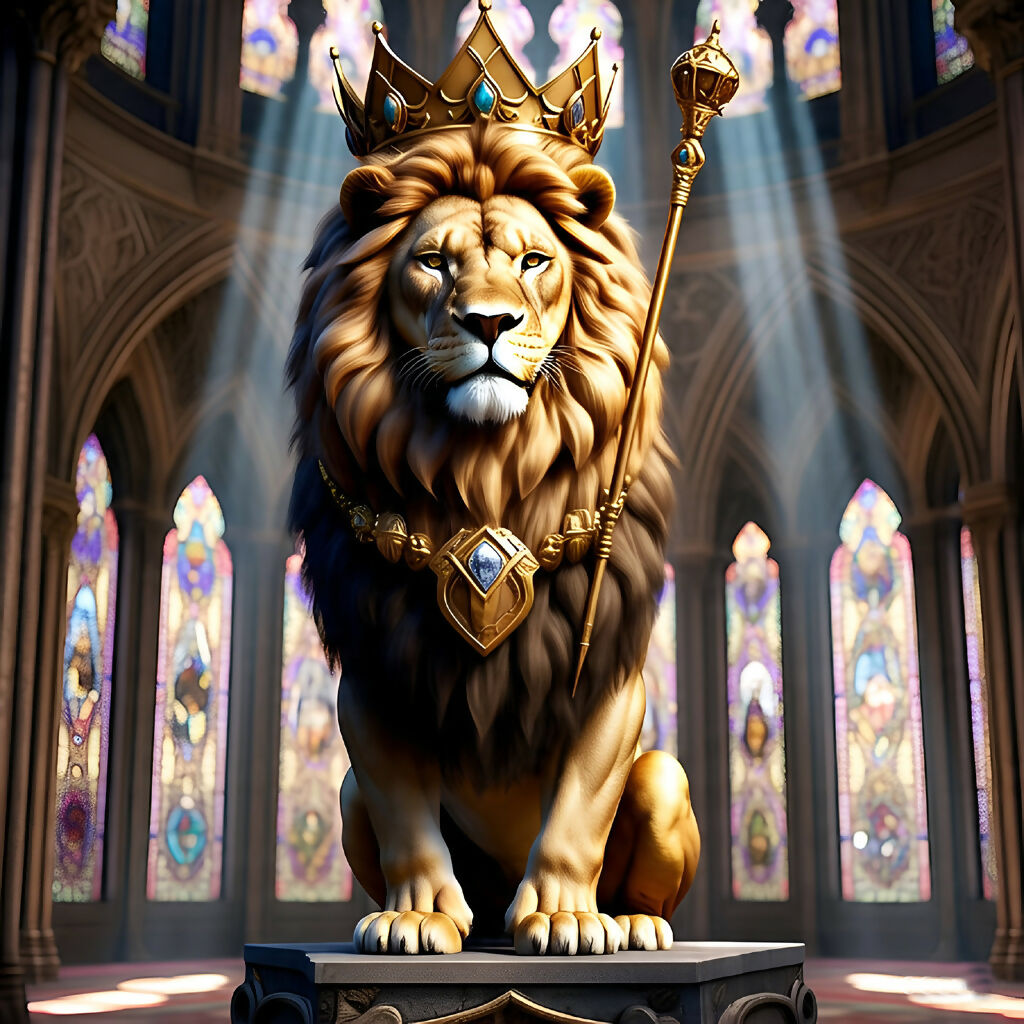 Crowned Sovereign Lion AI Art – Surreal Royal Fantasy Wall Decor