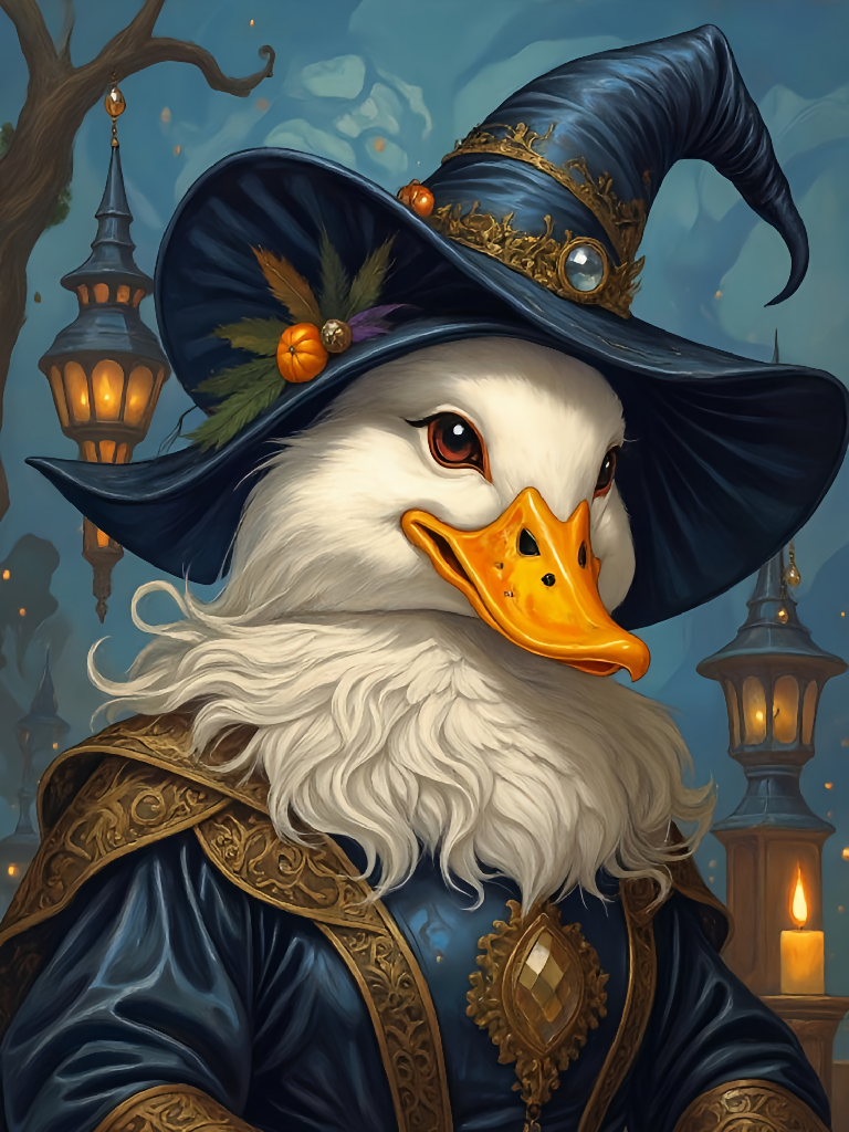 Enchanted Duck Wizard Digital Art: The Perfect Halloween Decor, Duck H