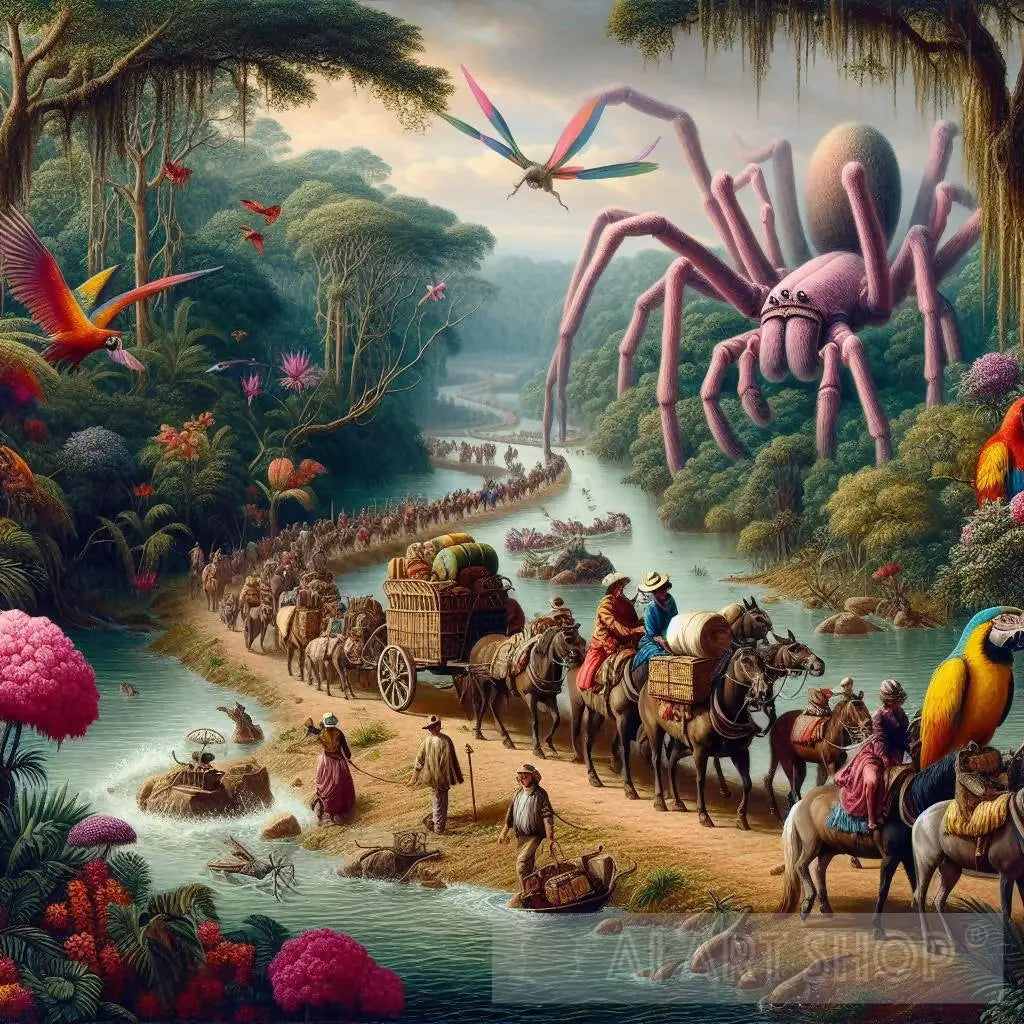 One hundred years of solitude, spider, gipsy, tropical, river, peop...