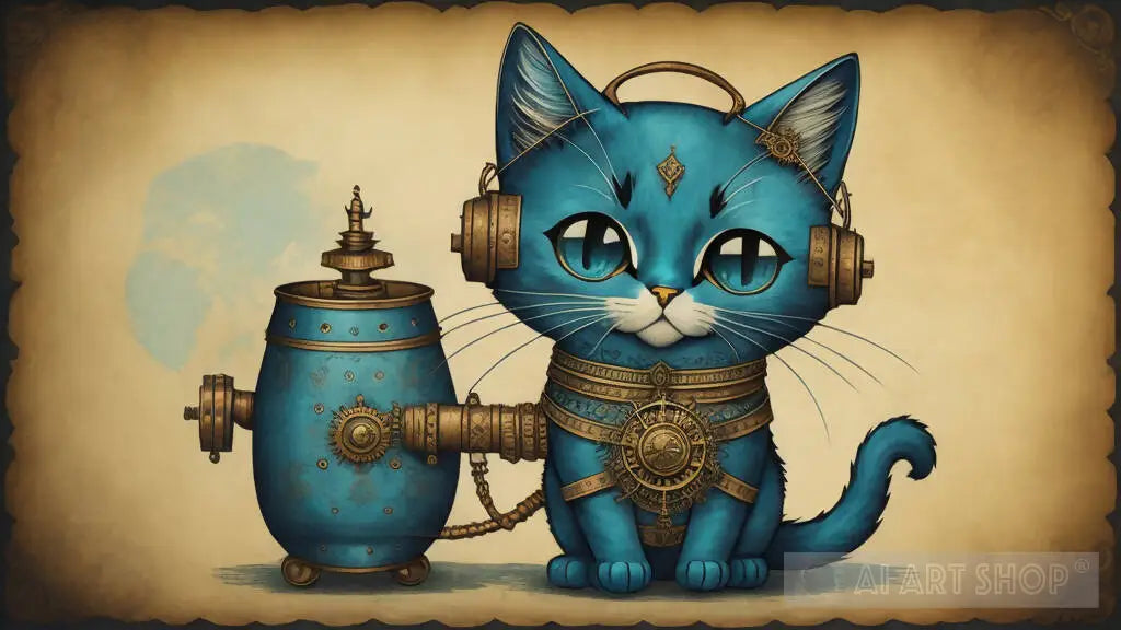 robot blue kitty cute eyes