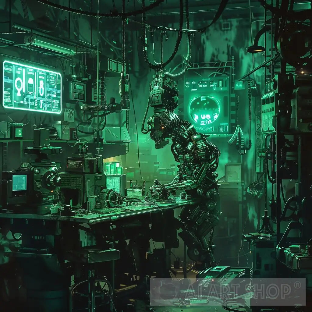 Robotic Repair Shop - Cyberpunk Noir