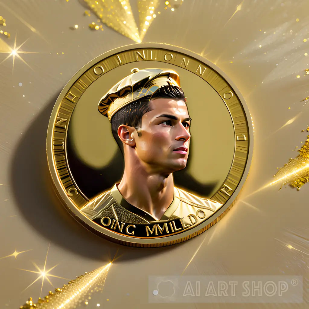 #Art, #Cristiano Ronaldo, #portrait, #new, Golden coin , Cristiano ...