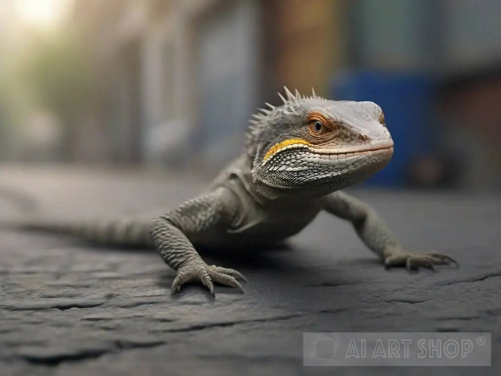 a very fast lizard made a sudden sharp turn at high speed on the as...