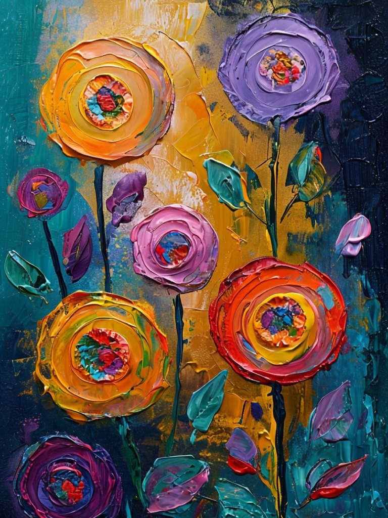 Abstract Floral Of Textured Flowers