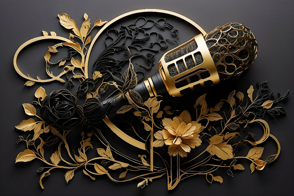 Golden Microphone wall art