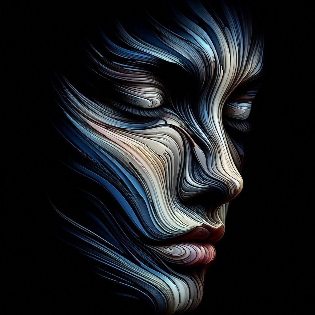 close-up of a calm woman's face