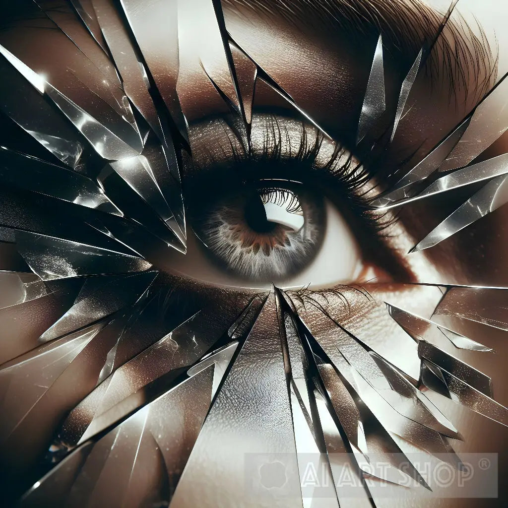 Sad Eye In Broken Glass, emotional art, sadness, loss, despair, bro...