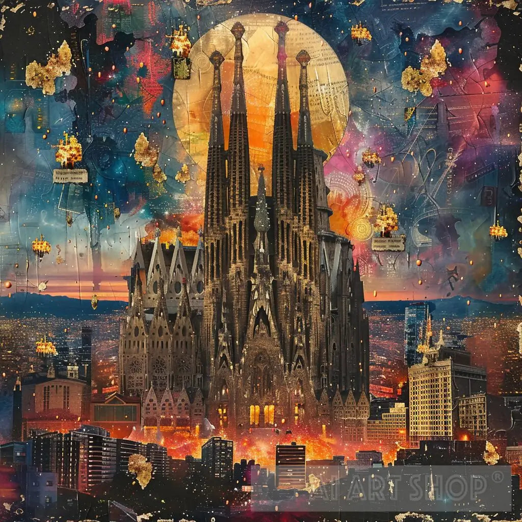 Sagrada Familia Beauty - Digital Collage Art