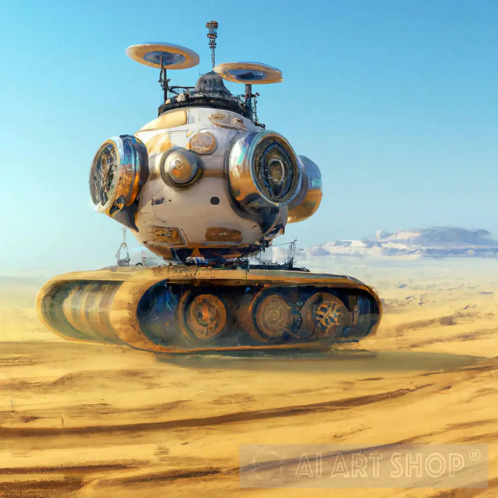 Sand Surveyor: Fantasy futuristic Mars rover vehicle AI generated a...