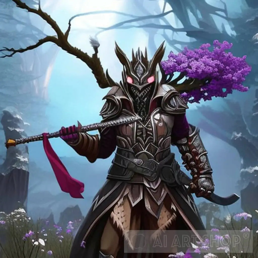 plant leshy elemental knight snowy ash background