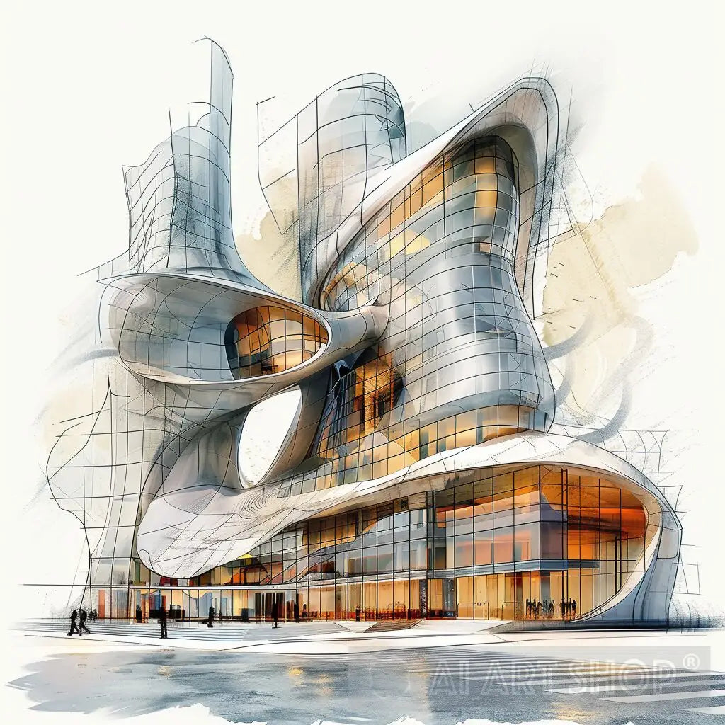 Sculptural Symphony: Avant-Garde Building with Artistic Glass and M...