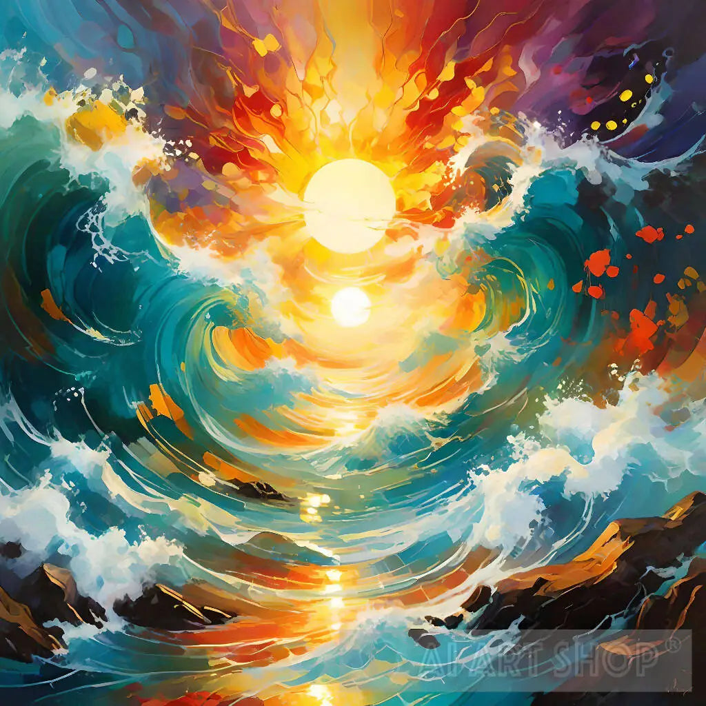 Sea, Waves, Sun, Sunset