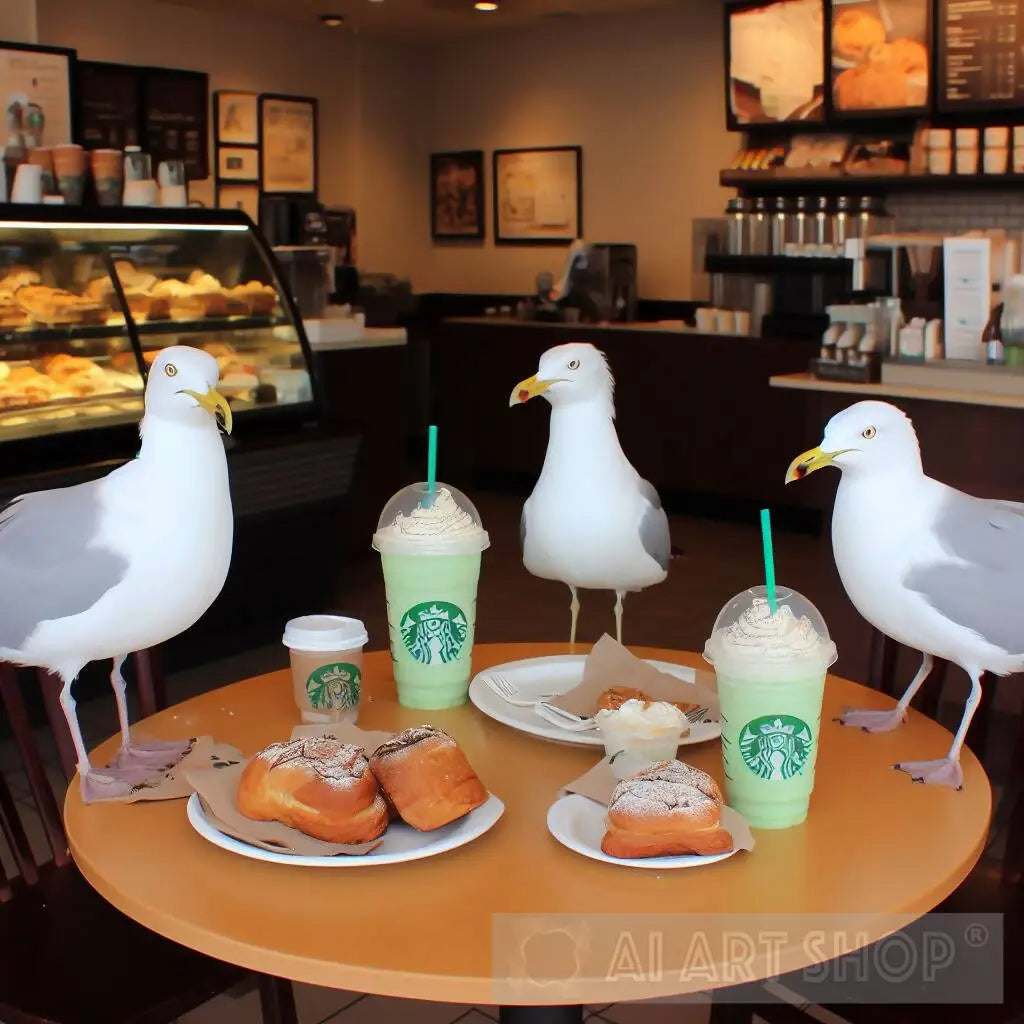 Seagull Starbucks Friends Socializing