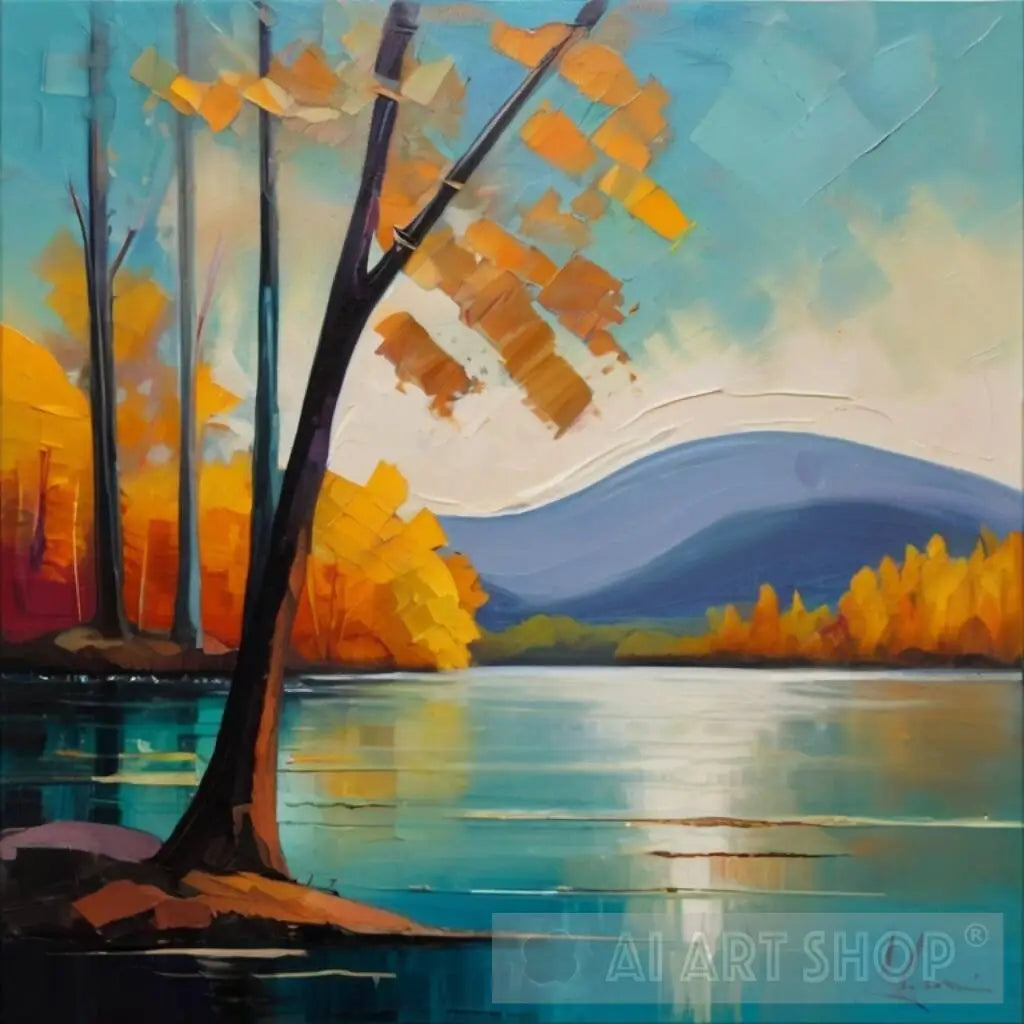 Serene Reflection: A Tranquil Landscape Painting