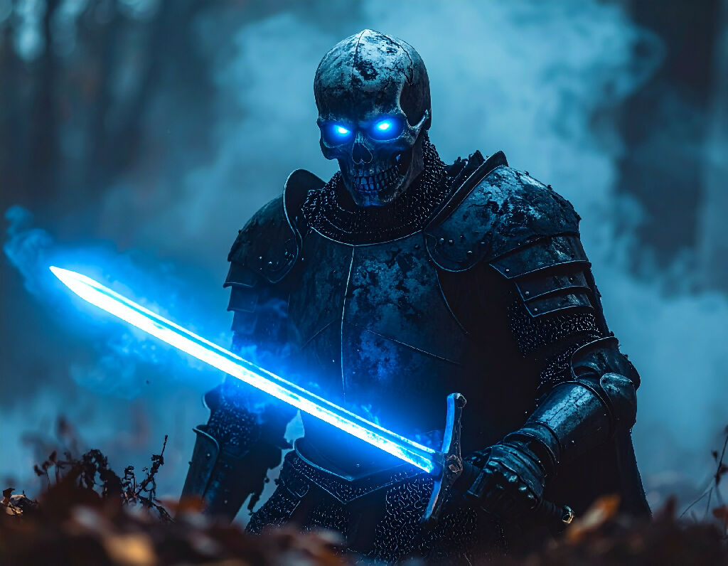 “The Cursed Skeleton Knight – Haunted Battlefield Art”
