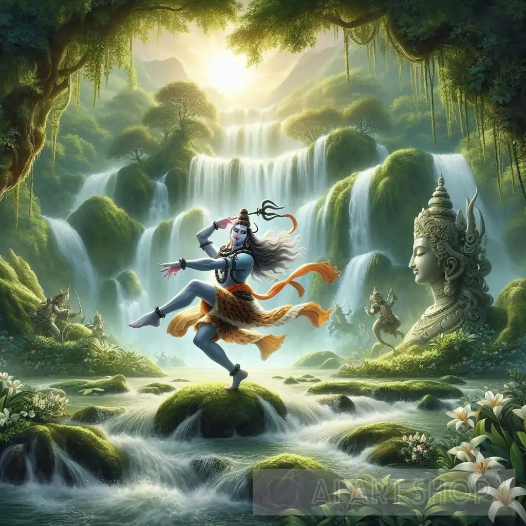 Shiva dance near Waterfall