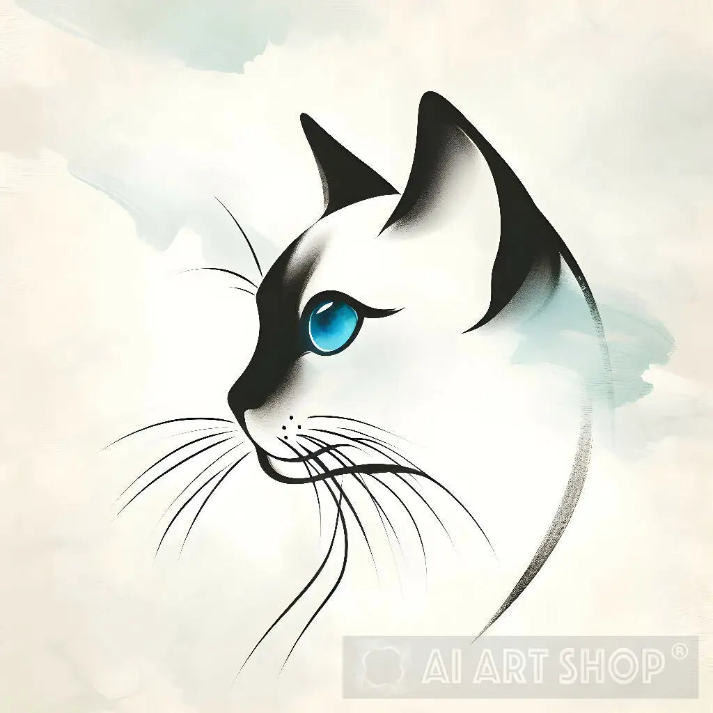 Siamese Cat Wall Painting - Elegant Artwork for Feline Enthusiasts