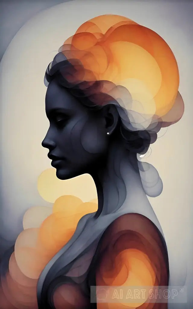 Portrait, silhouette, watercolors, conceptual art, abstract