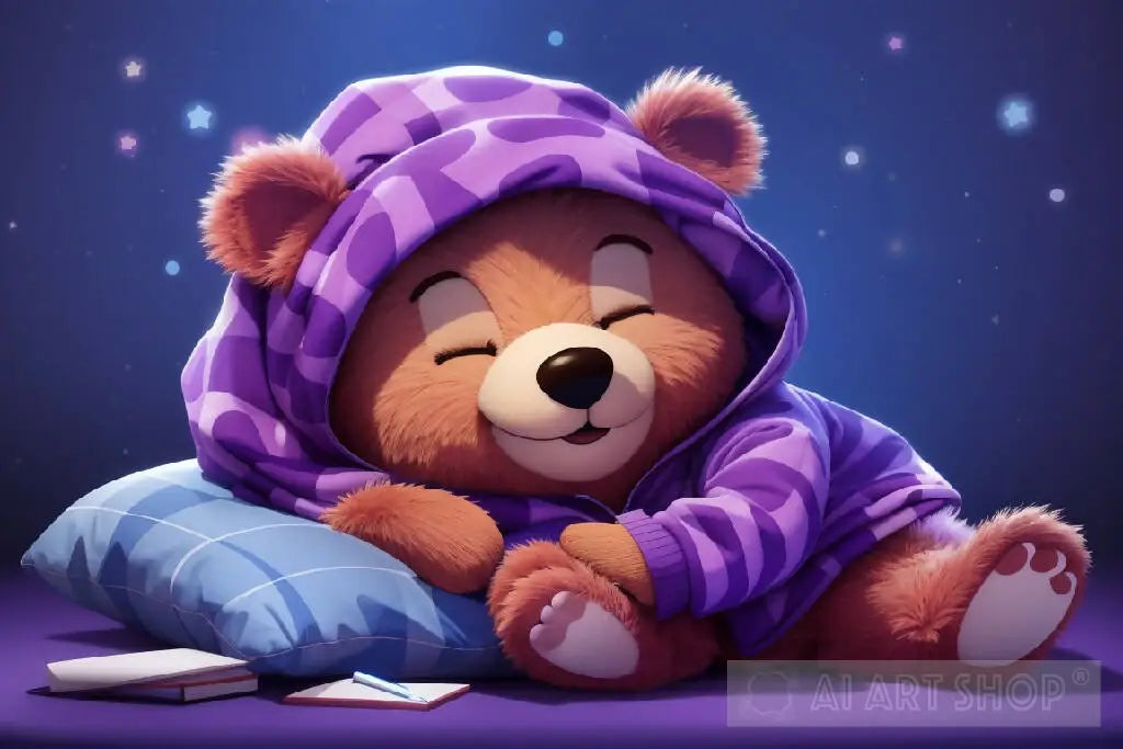 Single friendly happy sleepy bear cartoon chara