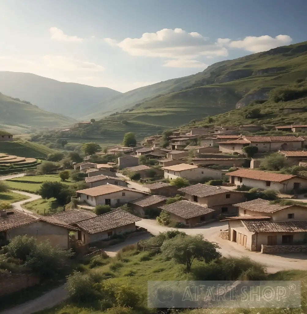 Quaint+Small+Village+Art+Print Picturesque+Rural+Scene+Canvas Seren...